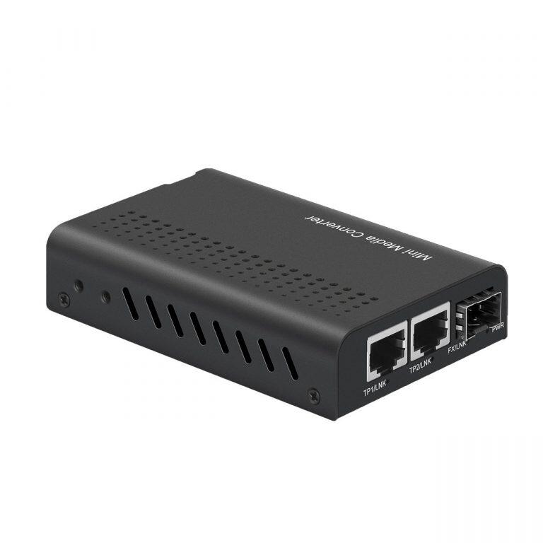 Mini SFP / 2x RJ45 1G media converter Unmanaged, Gigabit Ethernet ...